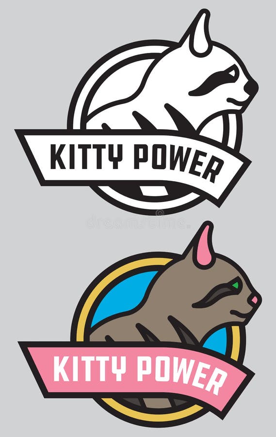 Kitty Power Cat or Kitten Vector Badge or Logo. Stock Vector ...