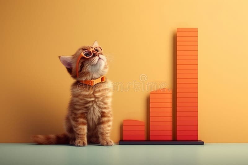 The Kitty Sits Next To a Chart and Looks at it Stock Image - Image of ...