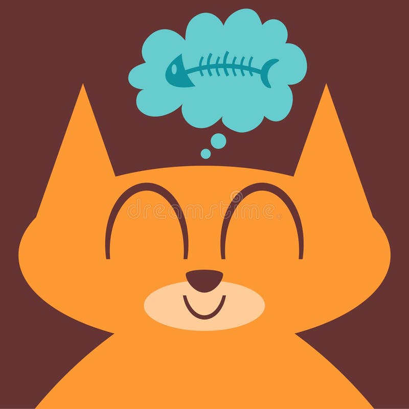 Kitty thinking of fish stock vector. Illustration of bone - 32177958