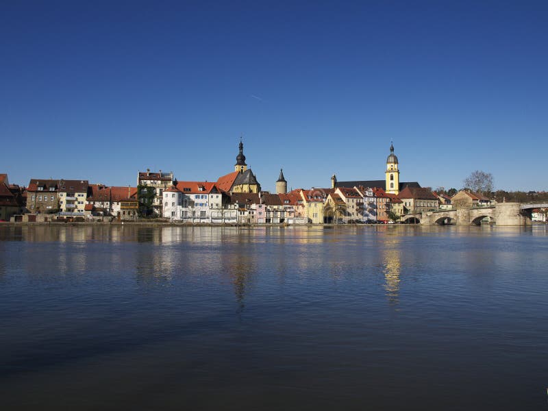 Kitzingen Skyline Reflected in Water in Morning Stock Photo - Image of ...