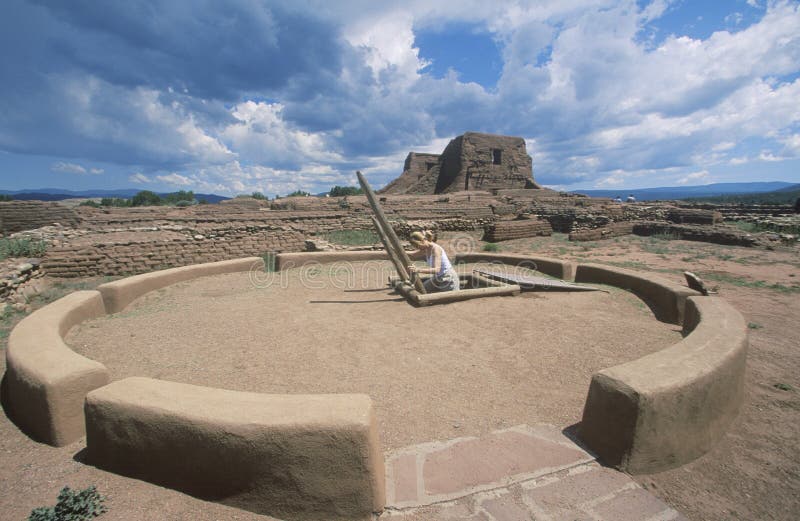 Kiva Entrance and Traditional Wooden Ladder To Descend Down into the ...