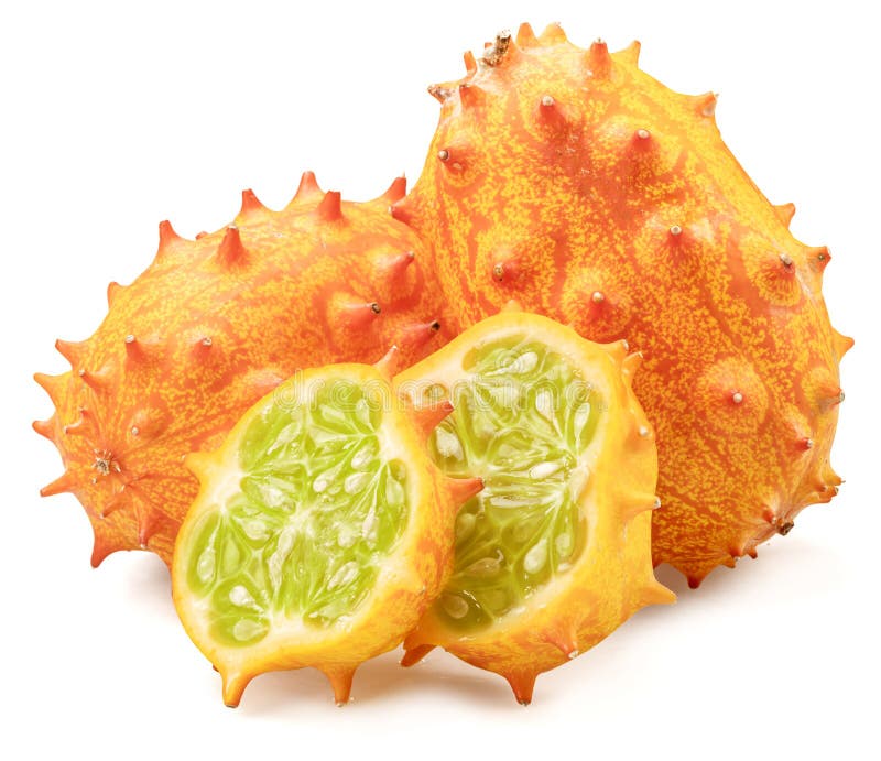Kiwano Fruit with Kiwano Slices Isolated on White Background Stock ...