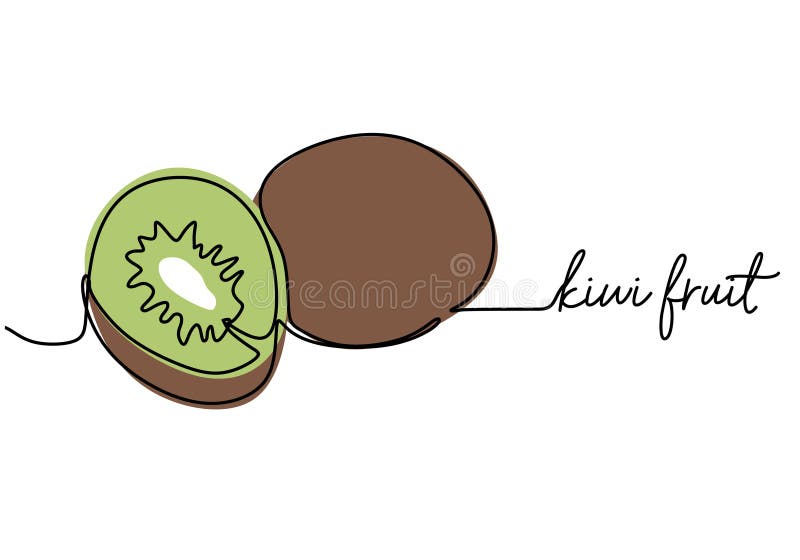 Kiwi Continuous One Line Drawing, Fruit Vector Illustration Stock ...