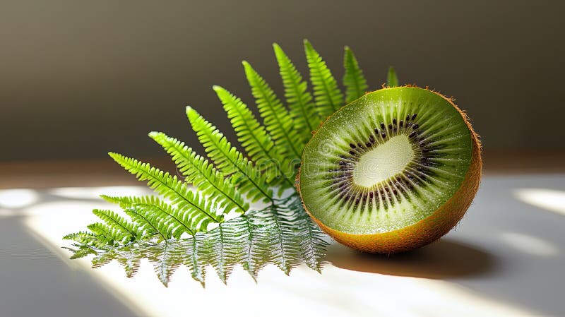 A Kiwi Fruit and Fern Leaf Arranged on a Light Table for Waitangi Day ...