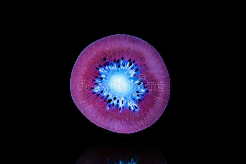 Kiwi Fruit Flesh Under Long Wave Ultraviolet Light Stock Photo - Image ...