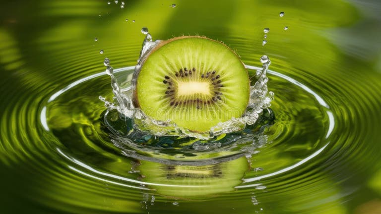 A Kiwi Fruit is Floating in a Pool of Water Stock Illustration ...