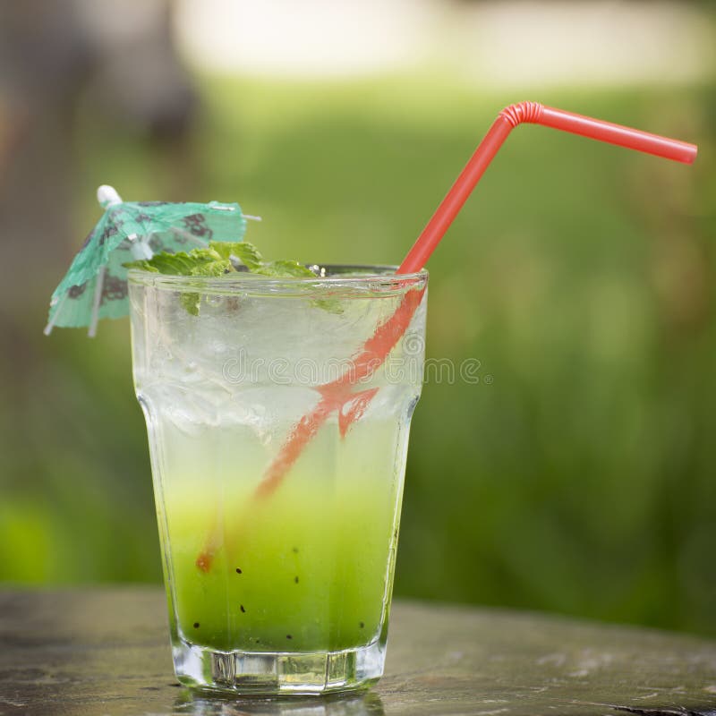 Kiwi juice Soda stock photo. Image of cocktail, green - 45542828