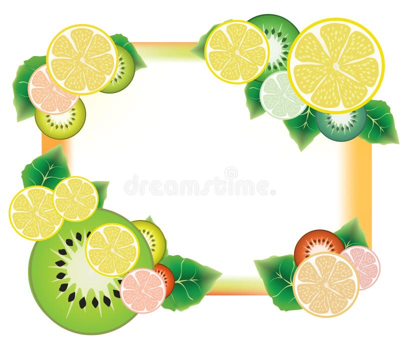 Border Frame with Sliced Fruit Stock Photo - Illustration of cover ...