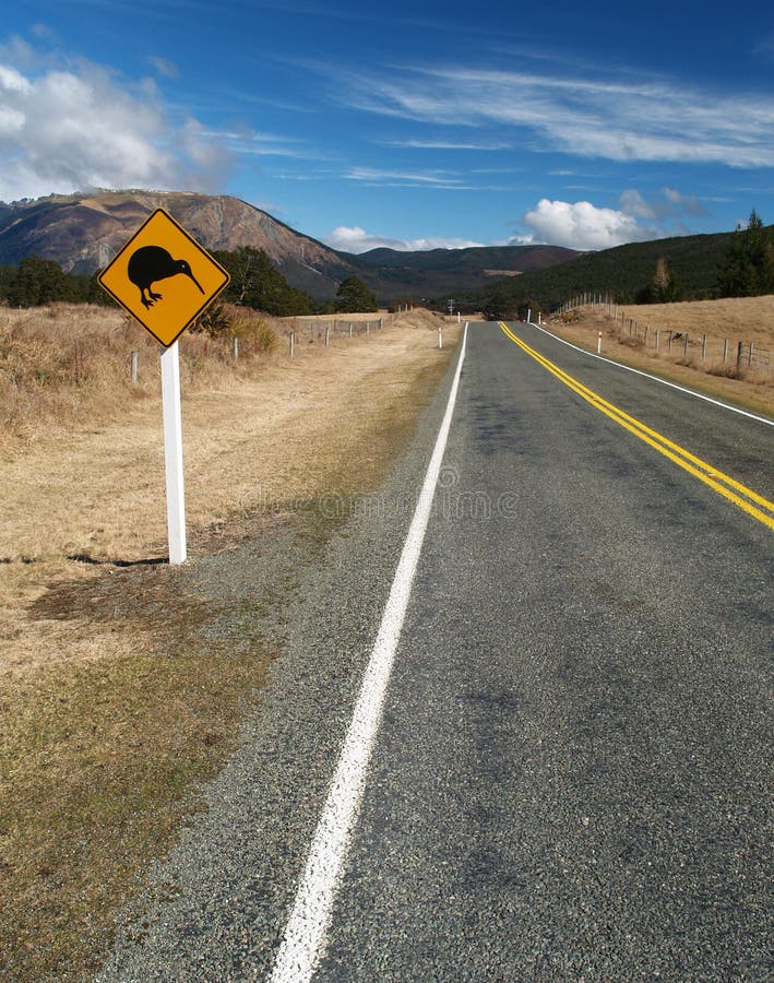 Kiwi Road Sign in New Zealand Stock Image - Image of native, country ...