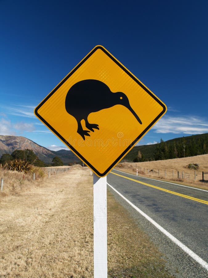 Kiwi road sign stock photo. Image of rectangle, landscape - 28628398