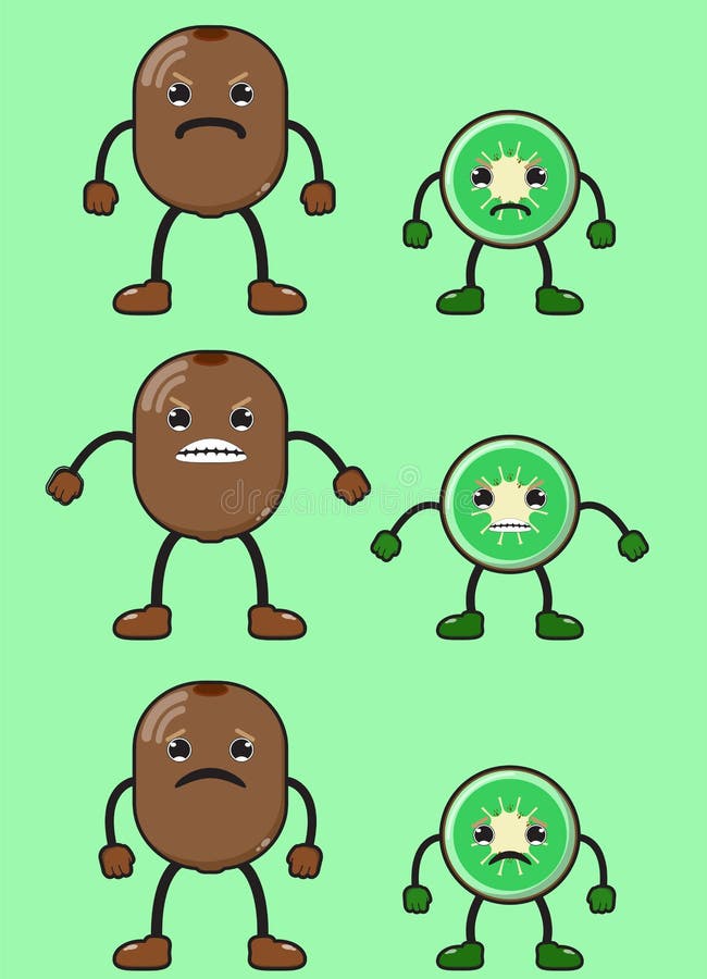 Kiwi fruit emotion Set 2 stock vector. Illustration of angry - 201369120