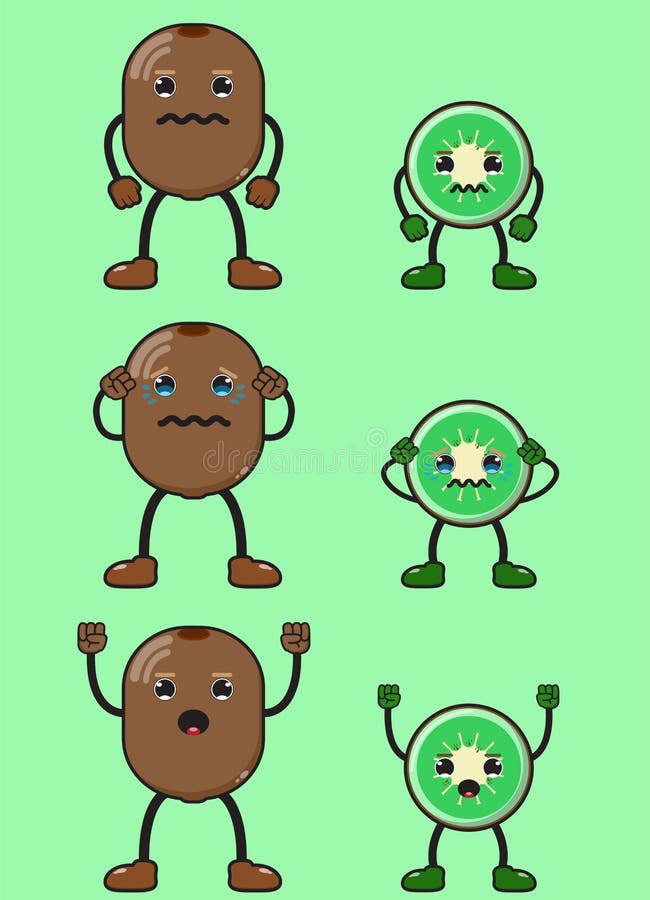 Kiwi fruit emotion Set 3 stock vector. Illustration of cartoon - 201369149