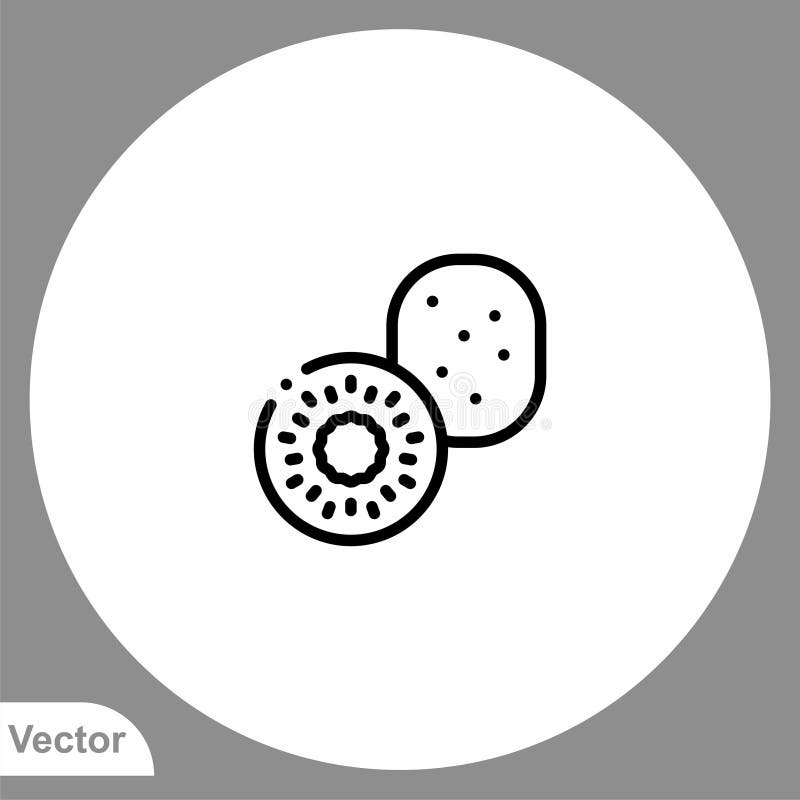 Kiwi Vector Icon Sign Symbol Stock Vector - Illustration of food, green ...