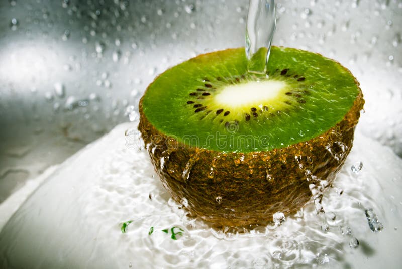 Kiwi and water stock image. Image of splashes, fresh - 17763893
