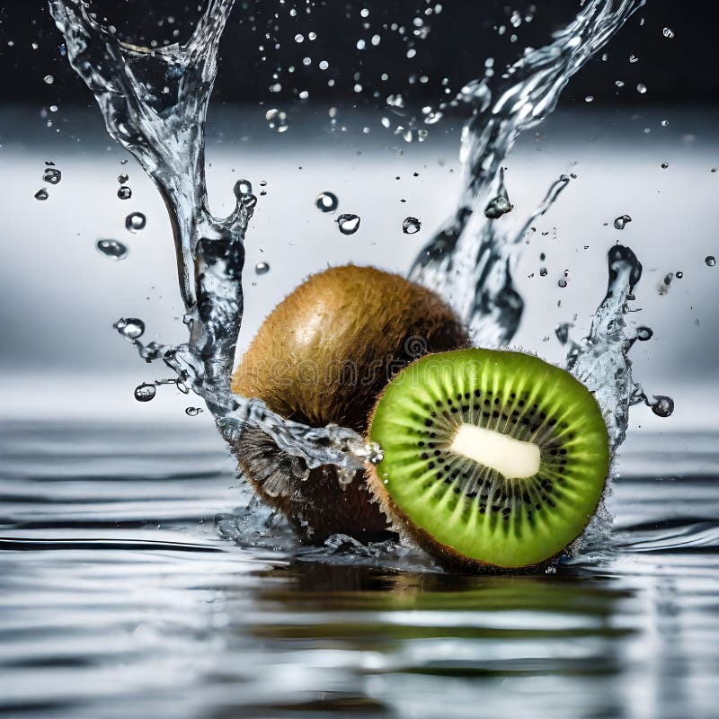 Kiwis Fruit Product Photography Water Splash Effect Stock Illustration ...