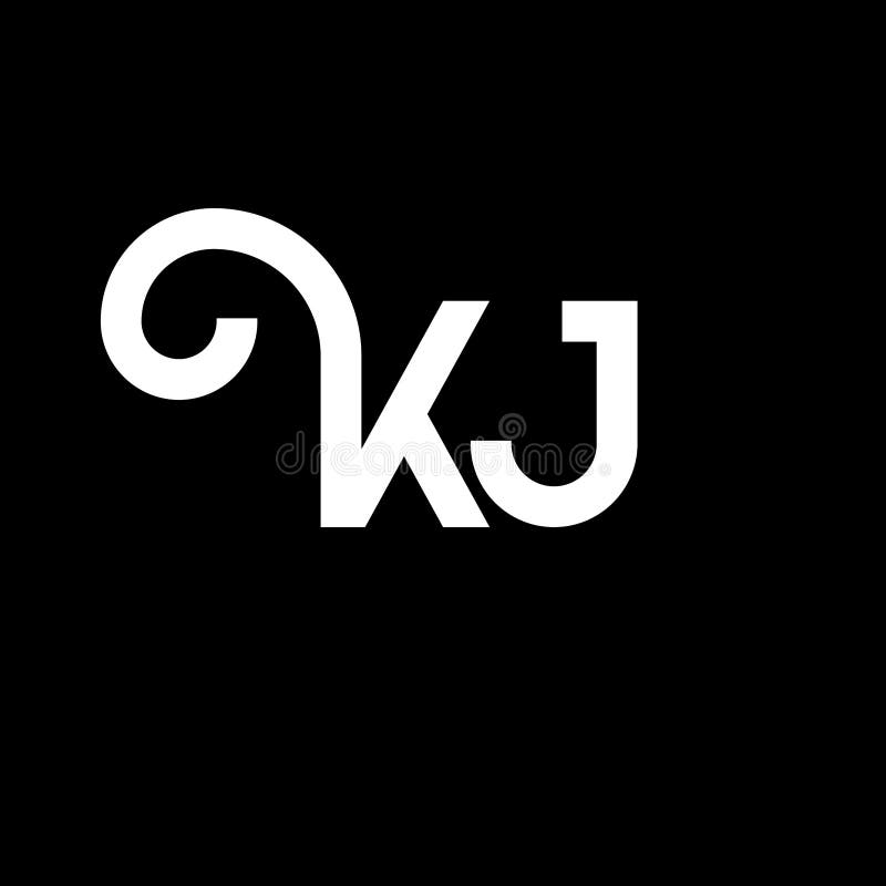 KJ Letter Logo Design on Black Background. KJ Creative Initials Letter ...