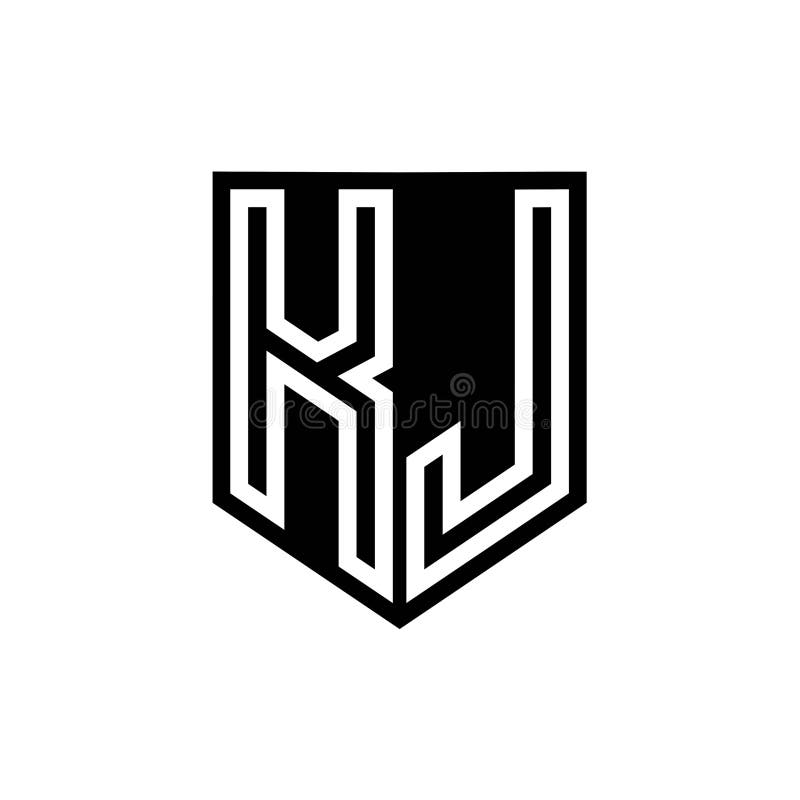 KJ Logo Monogram Shield Geometric White Line Inside Black Shield Color ...