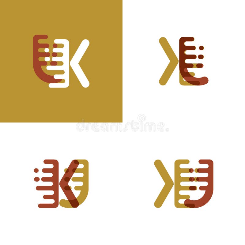 KJ Letters Logo with Accent Speed in Light Brown and Dark Brown Stock ...