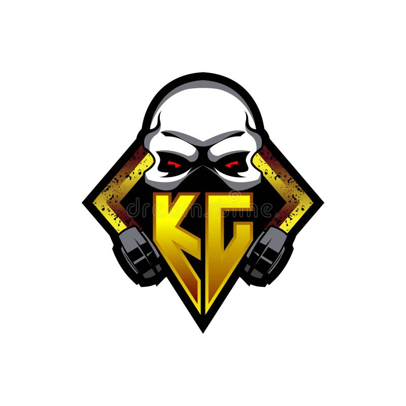 KJ Logo Monogram with Skull Shape Designs Template Stock Vector ...