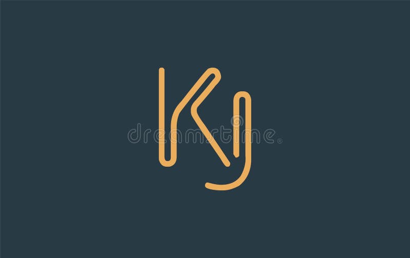 KJ Minimalistic Line Art Logo Design with Abstract Lettering Stock ...