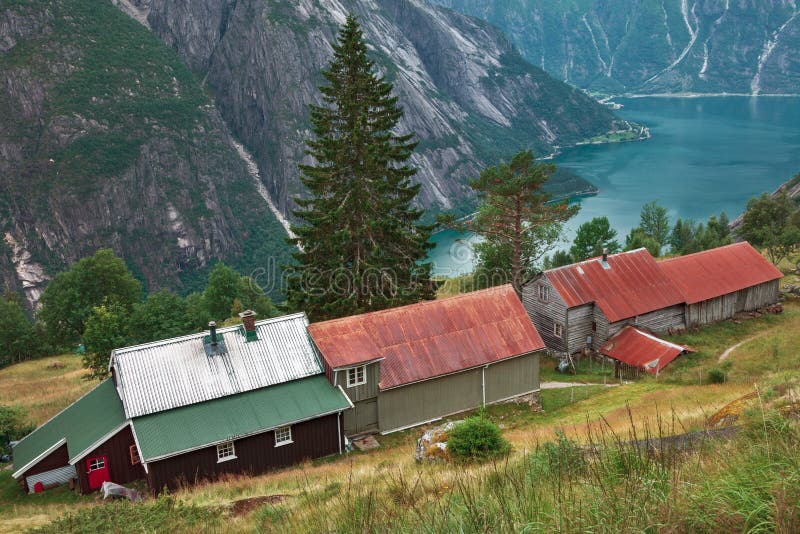 The Kjeasen Mountain Farm in Eidfjord Norway Stock Image - Image of ...
