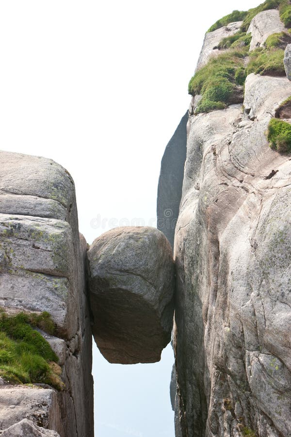The Famous Norwegian Rock; the Kjerag Bolt Stock Photo - Image of trail ...