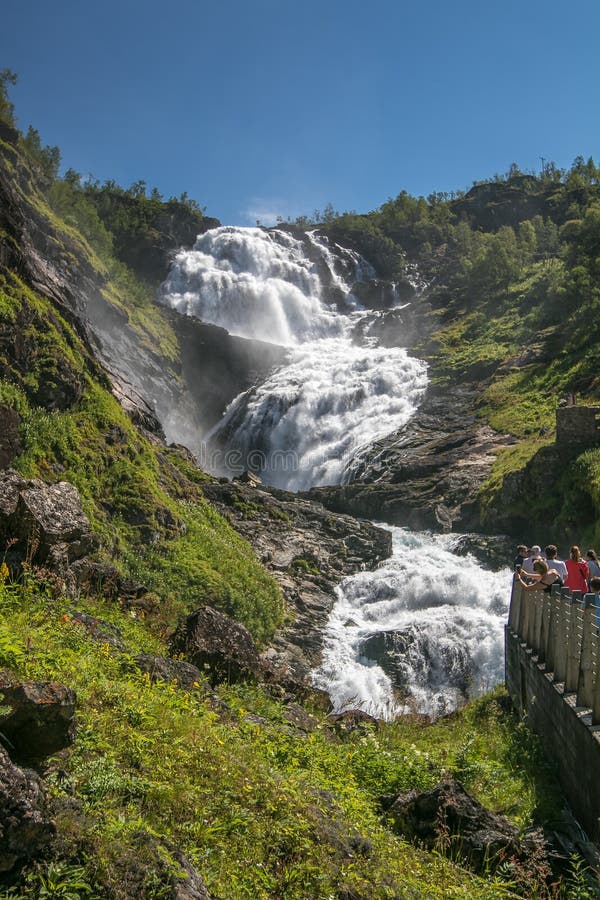 Kjosfossen waterfall stock photo. Image of summer, norway - 123176098
