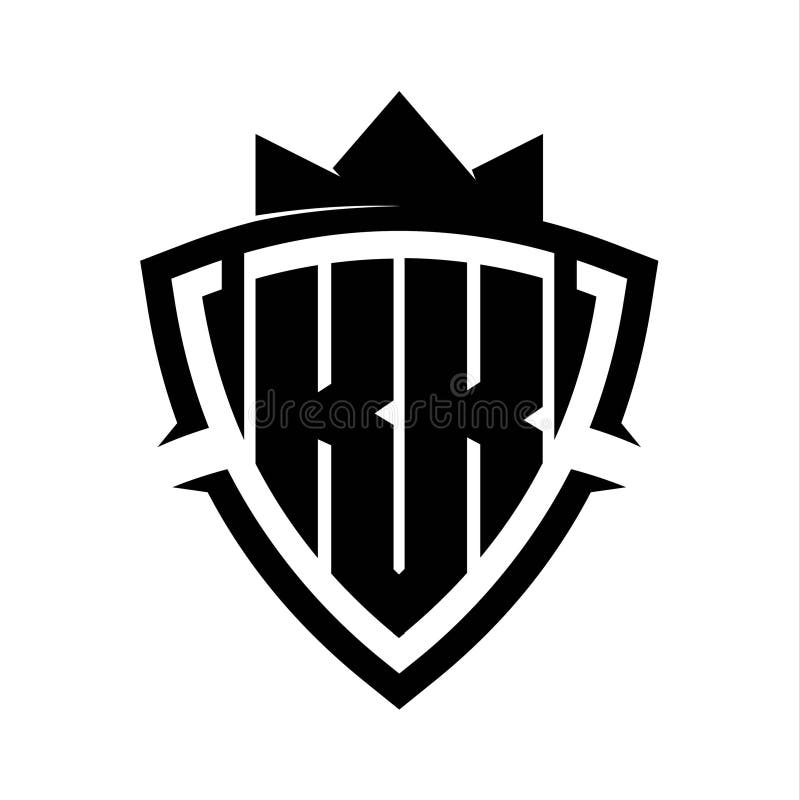 KK Letter Bold Monogram Triangle Curve Shield Shape with Crown Black ...