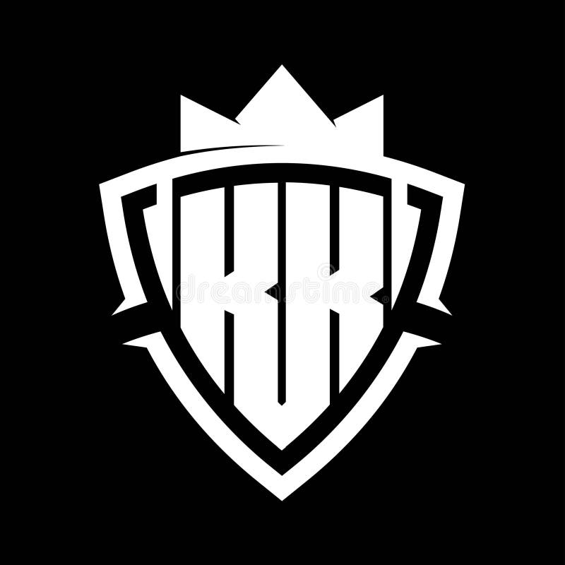 KK Letter Monogram with Triangle Curve Shield Shape with Crown White ...