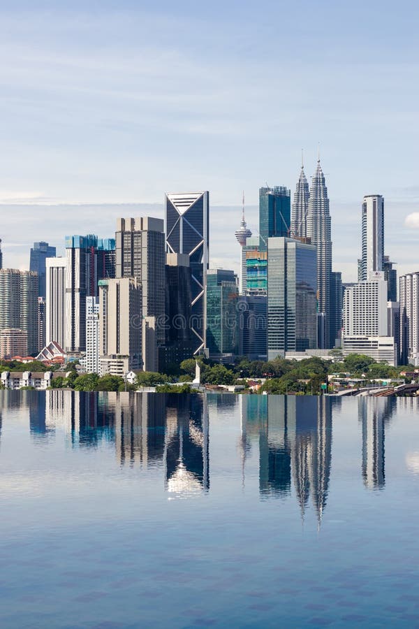 KL CITY VIEW with REFLECTION Stock Illustration - Illustration of view ...