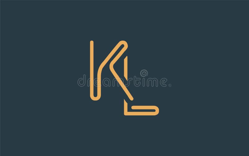 KL Minimalistic Line Art Logo Design with Abstract Lettering Stock ...