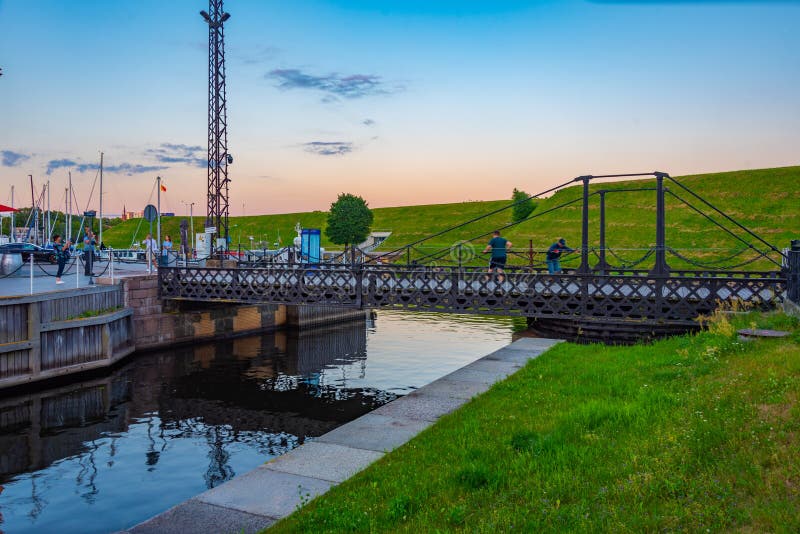 Klaipeda, Lithuania, July 3, 2022: Rotating Bridge at Klaipeda C ...