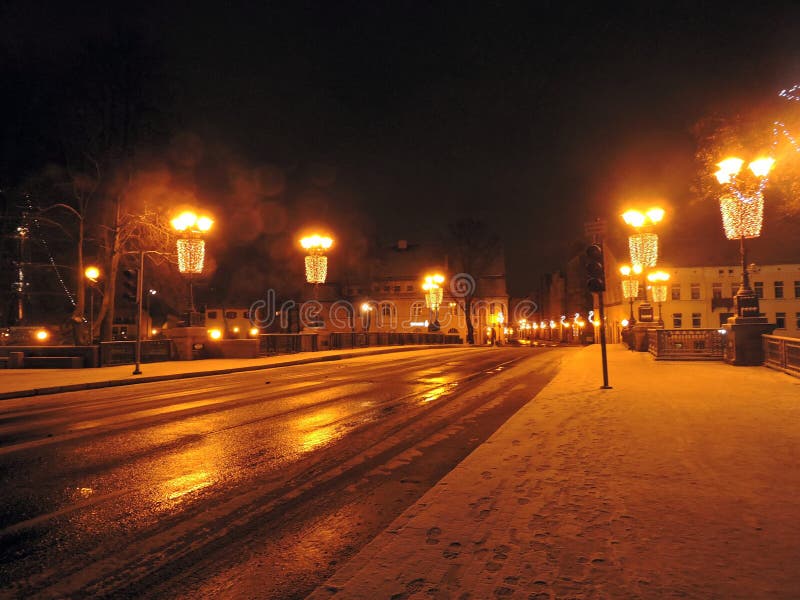 Klaipeda Town at Night, Lithuania Stock Image - Image of lithuania ...