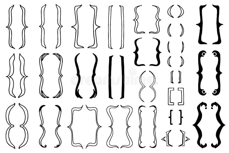 23 Unterschiedliche Hand Gezeichnete Klammern Klammerikonen Vektor ...