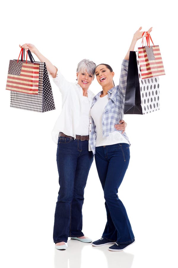 Winkelaars met aankopen stock afbeelding. Image of blij - 33857671