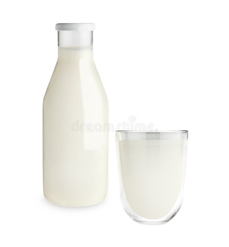 Klassiek melkfles en glas stock afbeelding. Image of verticaal - 99120781