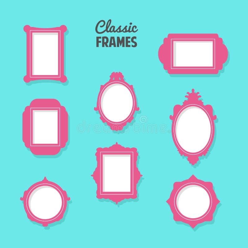Klassieke Kaders in Lijnstijl En Verschillende Kleuren Vector ...