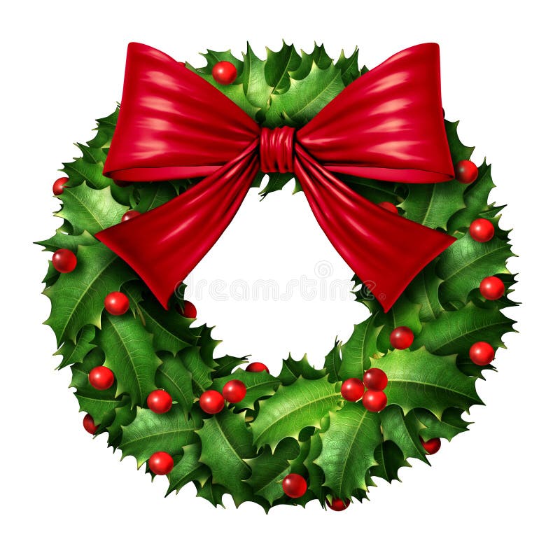 Klassischer Kranz Mit Rotem Band Stock Abbildung - Illustration von ...