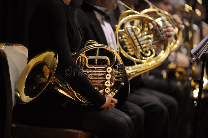 Joueur De Cor D'harmonie Hornist Jouant L'instrument De Musique En ...