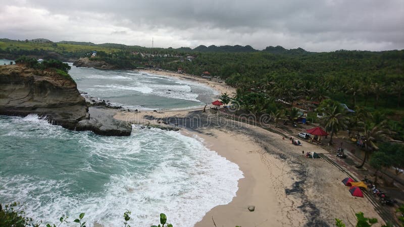 Klayar beach stock image. Image of rapid, terrain, cliff - 268198461