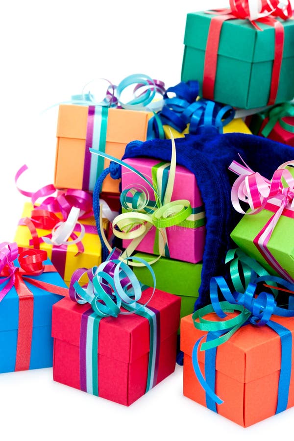 Kleine Giftdozen En Blauwe Zak Stock Afbeelding - Image of gekleurd ...