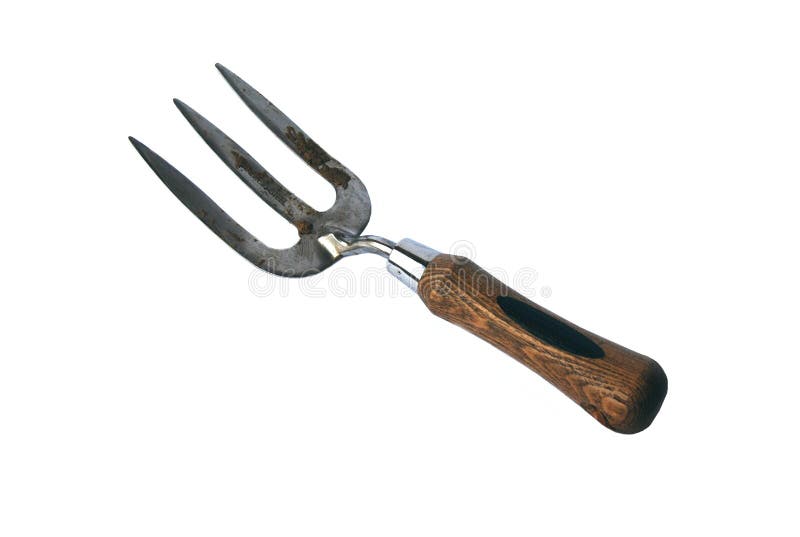 Kleine Im Garten Arbeitengabel Getrennt Auf Weiß Stockfoto - Bild von ...