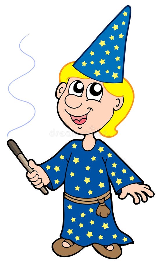 Kleine tovenaar vector illustratie. Illustration of goochelaar - 7536675