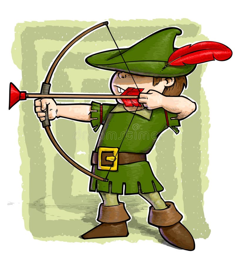 Karikatur Robin Hood Im Holz Vektor Abbildung - Illustration von pfeile ...