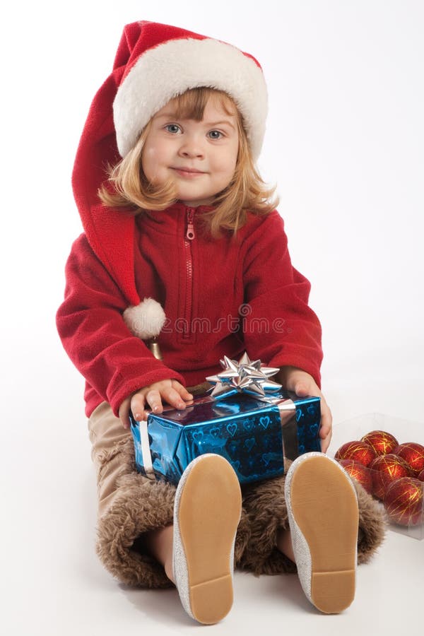 Kleines Mädchen Im Sankt-Hut Stockfoto - Bild von kind, blau: 7117540