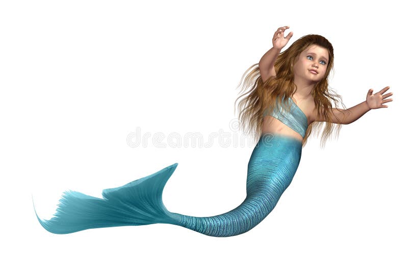 Kleines Nixe-Mädchen stock abbildung. Illustration von wasser - 14284000