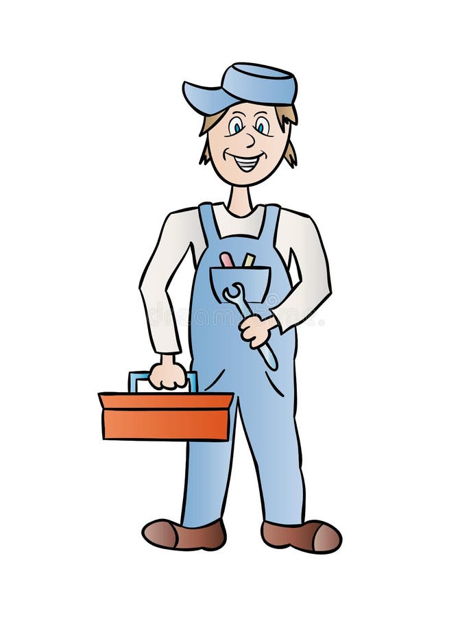 Klempner mit Werkzeugen vektor abbildung. Illustration von händler ...