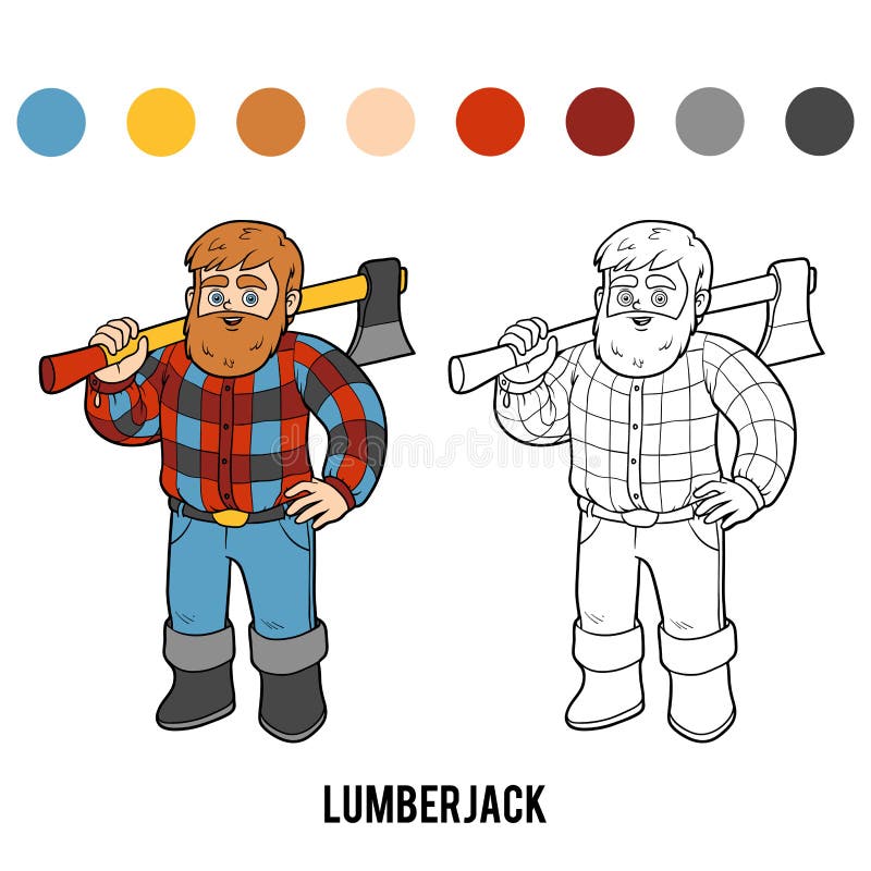 Kleurend boek, Houthakker vector illustratie. Illustration of pagina ...