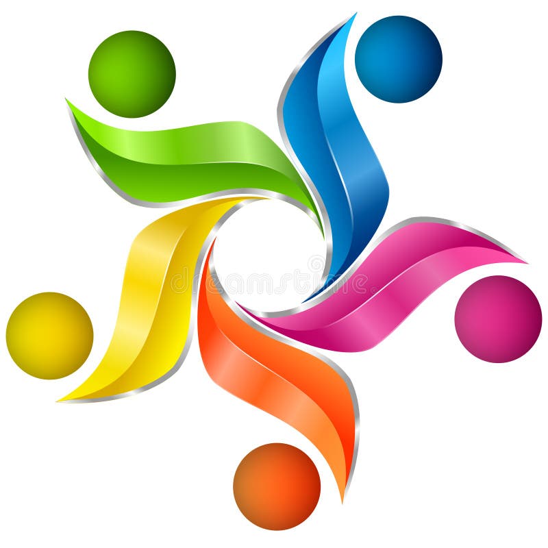 Teamwork, Kleurrijke Mensen Die Samenwerken, Logo Stock Illustratie ...