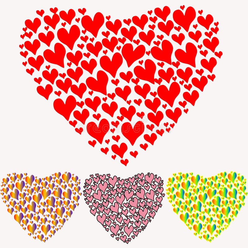 Kleurrijk Hart Van Harten Op Een Witte Achtergrond Vector Illustratie ...